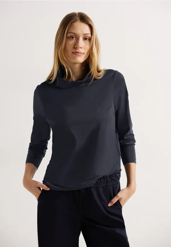 CECIL Jersey basic shirt voor dames in Blauw | CECIL
