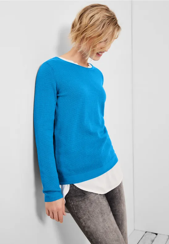 CECIL Basic Pullover mit Struktur für Damen in Blau | CECIL