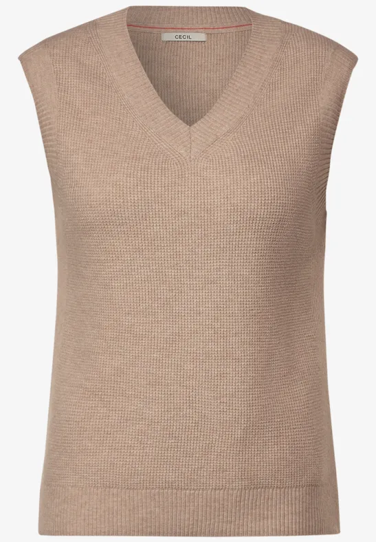 CECIL Cosy Struktur Pullunder für Damen in Beige | CECIL