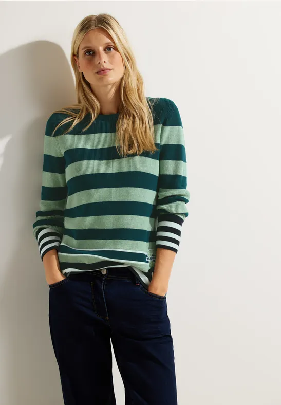 CECIL Multicolor Streifenpullover für Damen in Grün | CECIL